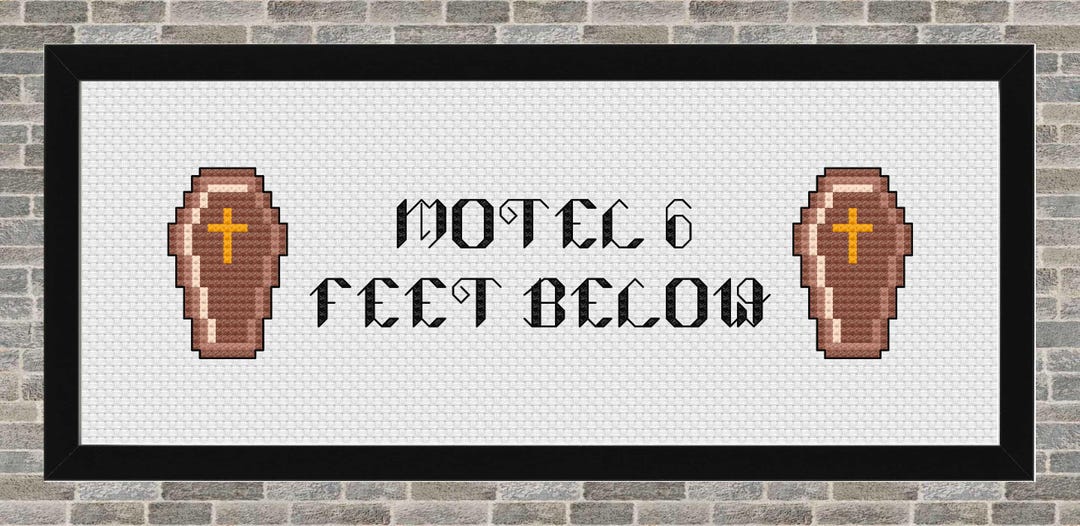 Coffin Cross Stitch Pattern With Halloween Vibes – “motel 6 Feet Below ...