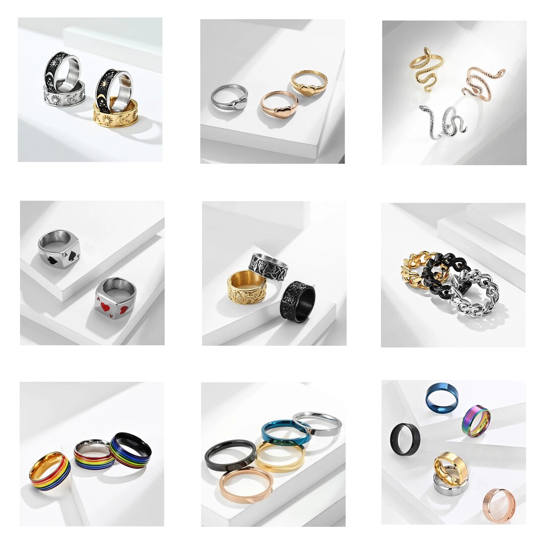 9 New Designs Solid Silver Rings Silver Platting Ring Gold - Etsy