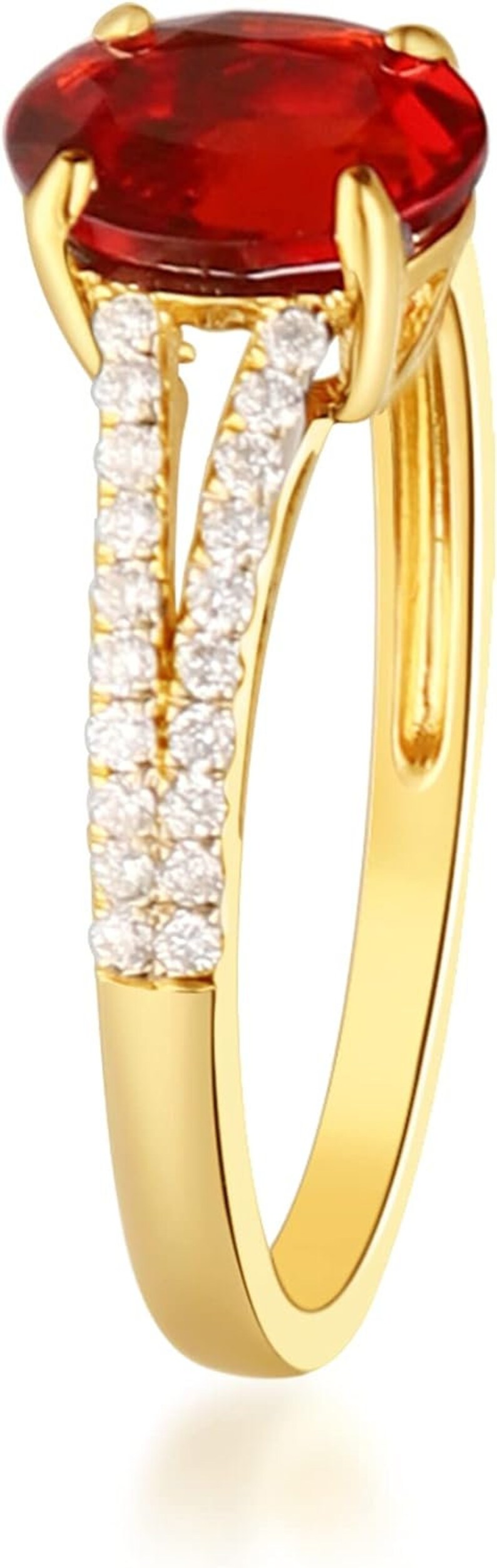 14K Yellow Gold Mozambique Genuine Ruby Ring With Diamonds for Women ...