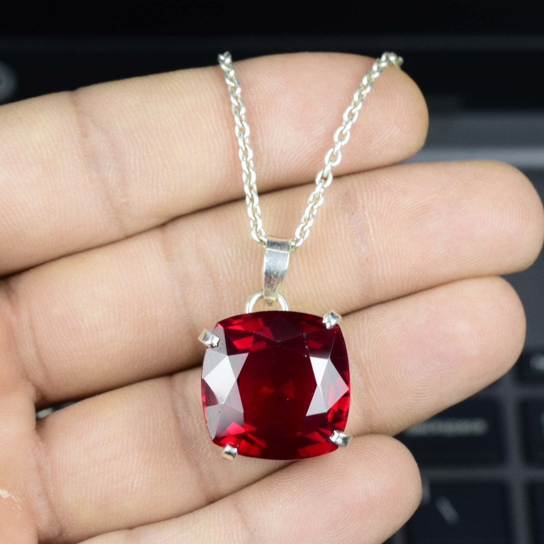 Solitaire Ruby Pendant | Necklace | 925 Sterling Silver Ruby Necklace ...