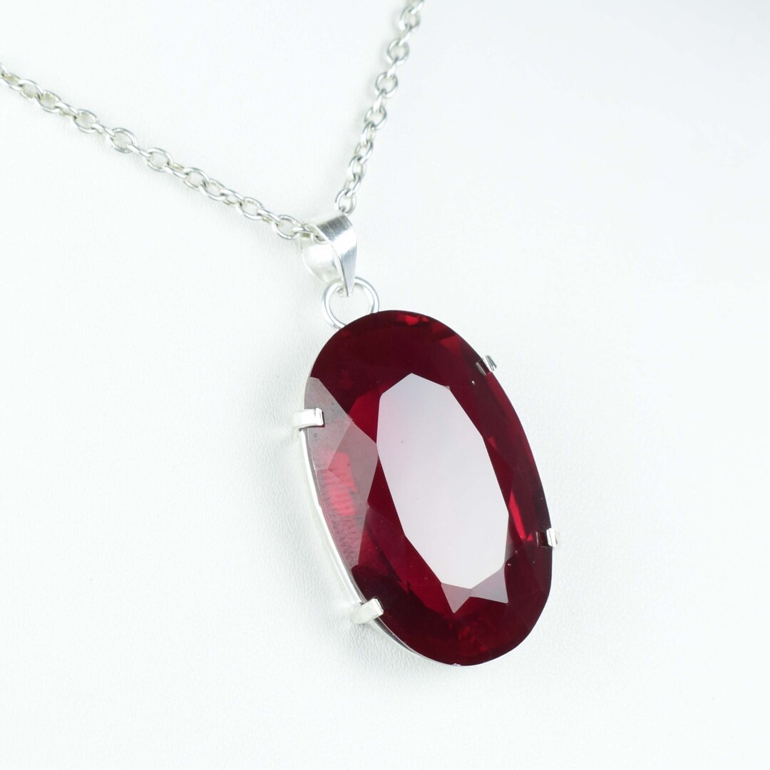 Natural Red Ruby Long Oval Shape Gemstone Pendant-beautiful Red Ruby ...