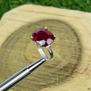 Red Ruby Silver Ring / Genuine Red Ruby Designer Jewelry Ring for Woman ...