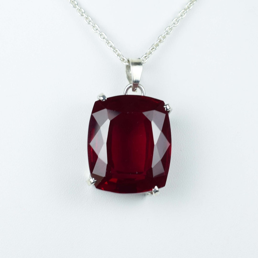 Pigeon Blood Red Ruby Pendant Necklace, Red Ruby, July Birthstone ...
