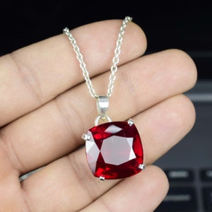 Solitaire Ruby Pendant | Necklace | 925 Sterling Silver Ruby Necklace | Gemstone Pendant ...