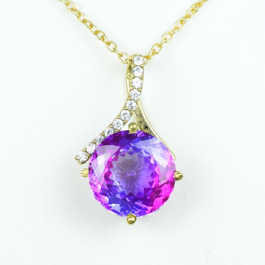 Bi-color Tourmaline 4K Gold Plated 925 Sterling Silver Necklace Jewelry ...