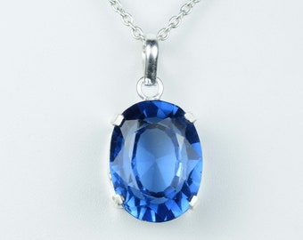 Large London Blue Topaz Pendant, London Blue Topaz Pendant, Cocktail ...