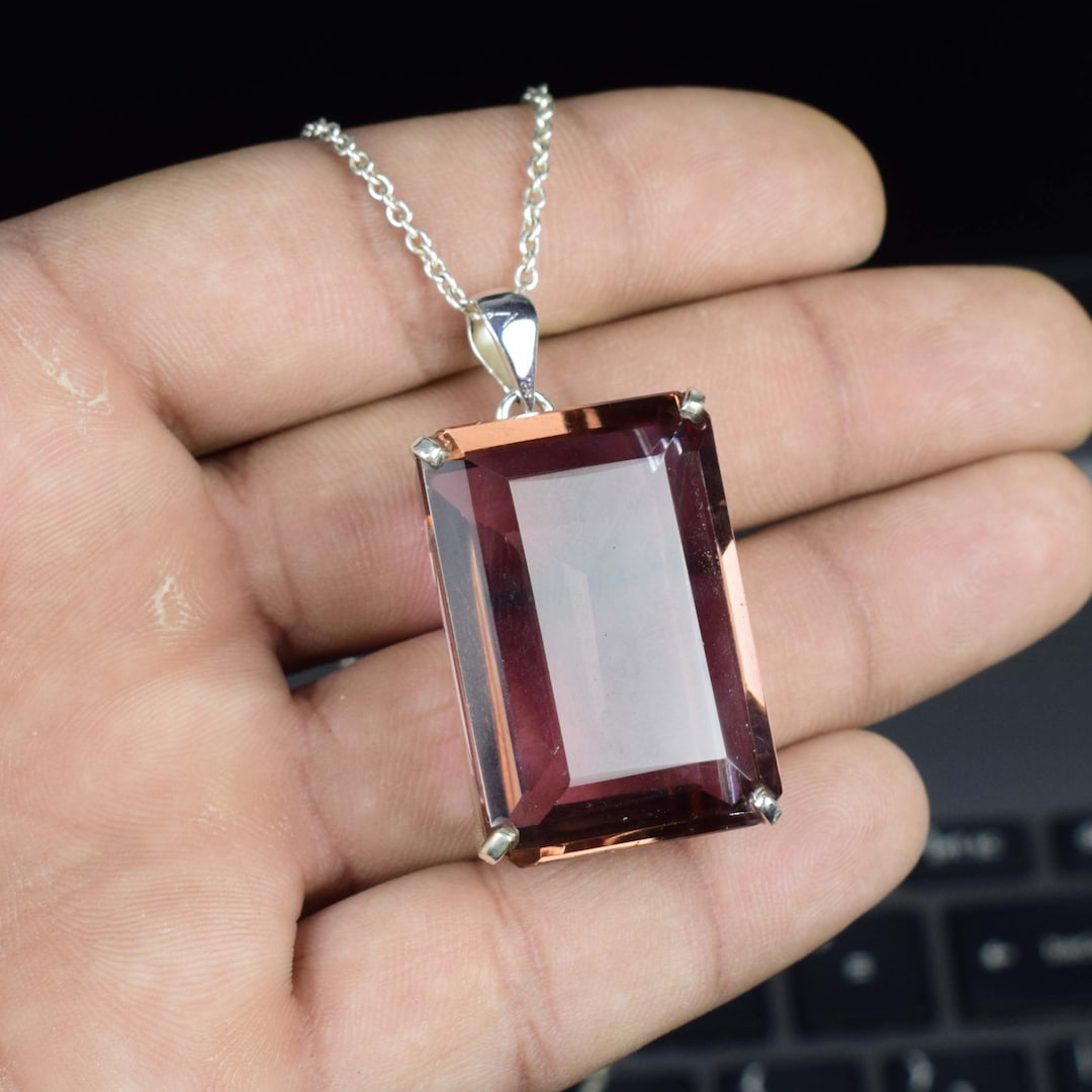 Color Change Alexandrite Gemstone 925 Sterling Silver Necklace AAA ...