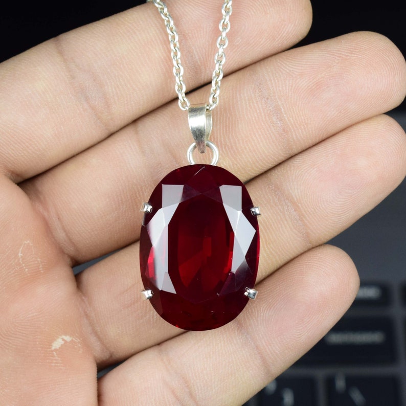Faceted Kashmir Ruby Pendant 925 Sterling Silver Pendant Gemstone ...