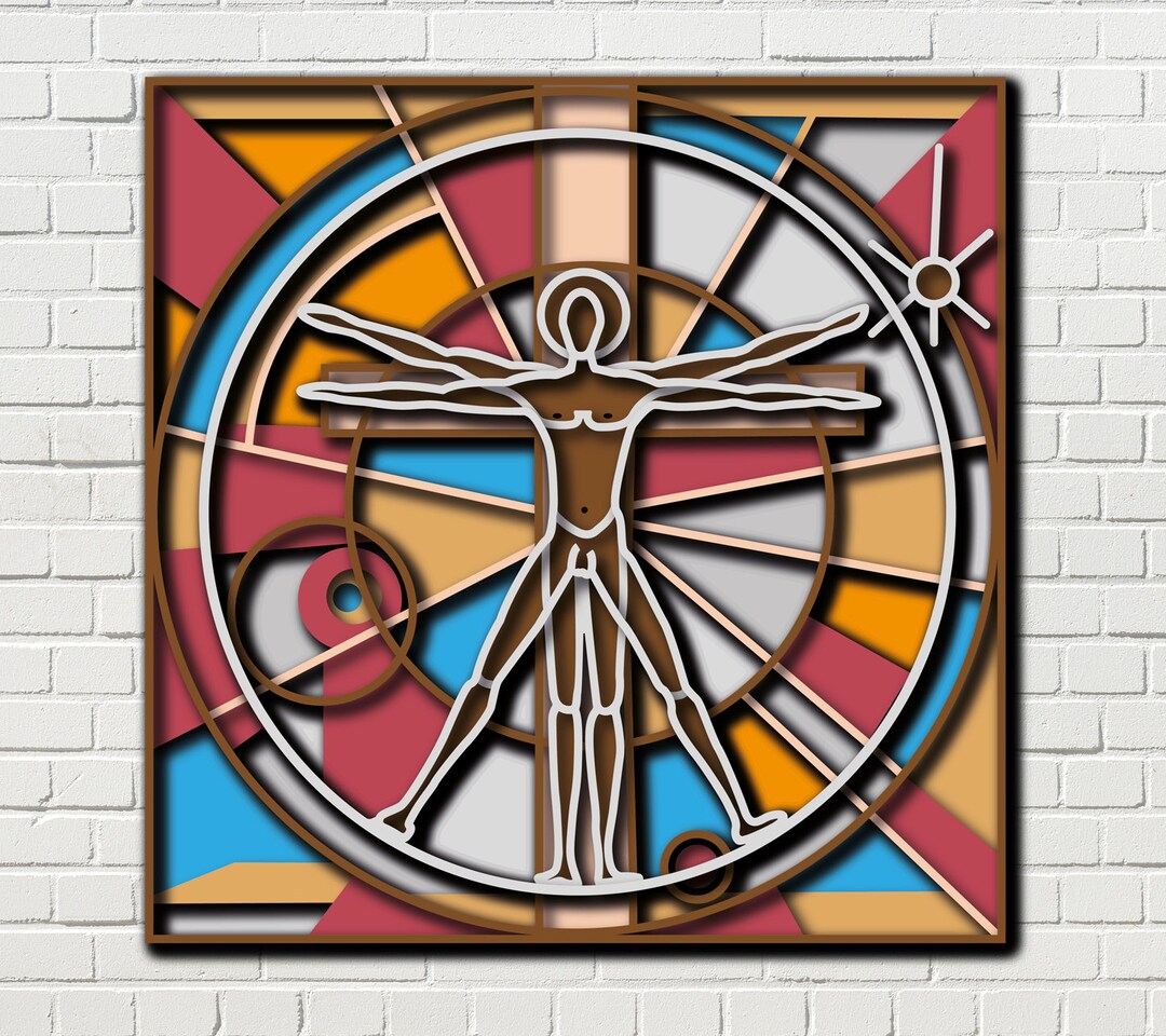 Vitruvian Man de Leonardo da Vinci SVG 3D Mandala Cricut - Etsy México