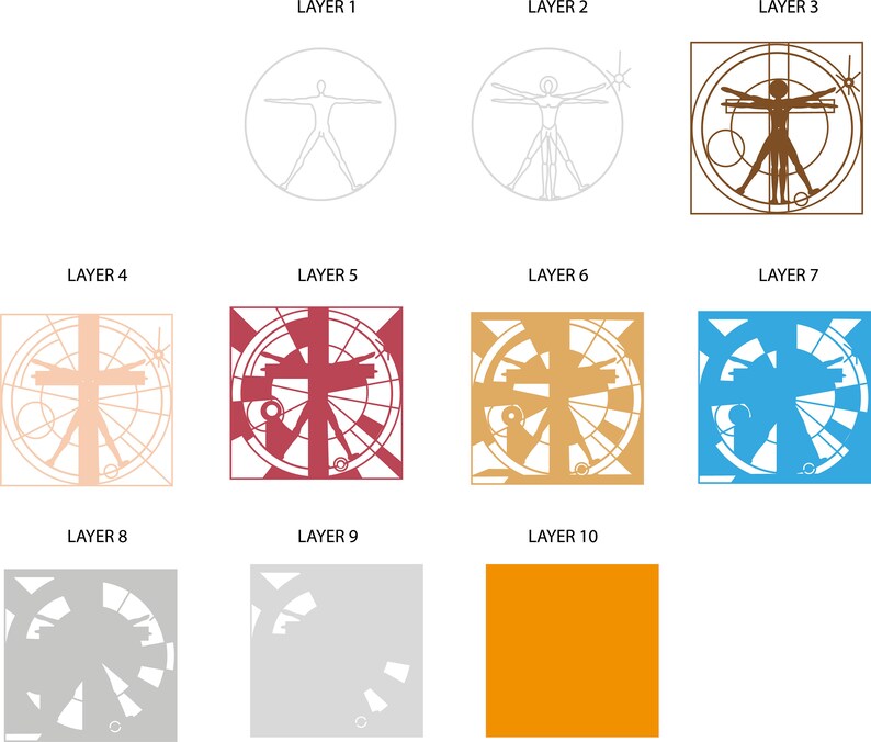 Vitruvian Man de Leonardo da Vinci SVG 3D Mandala Cricut - Etsy México