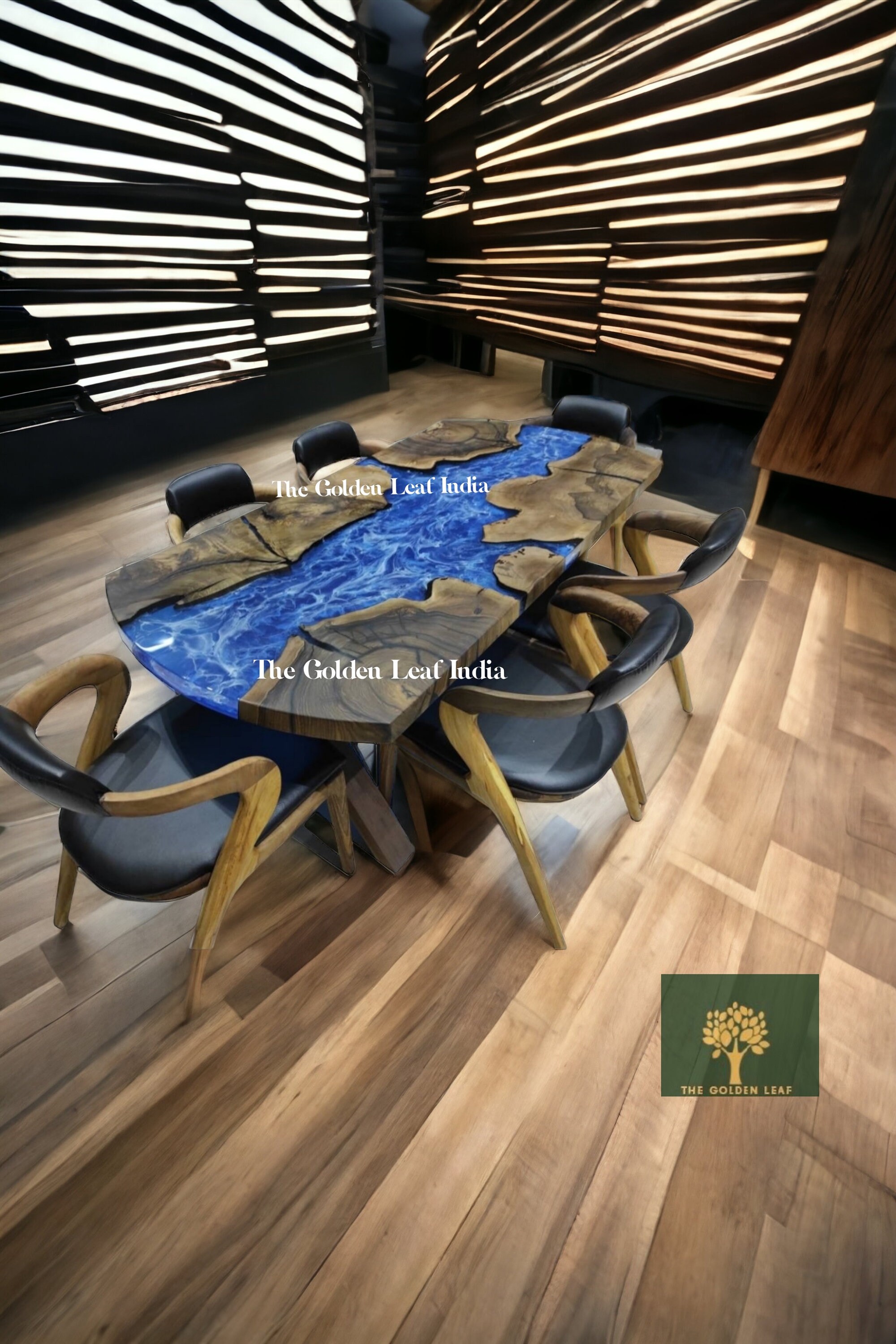 Luxury Blue Resin Dining Table Top, Conference Table, Epoxy Resin River ...