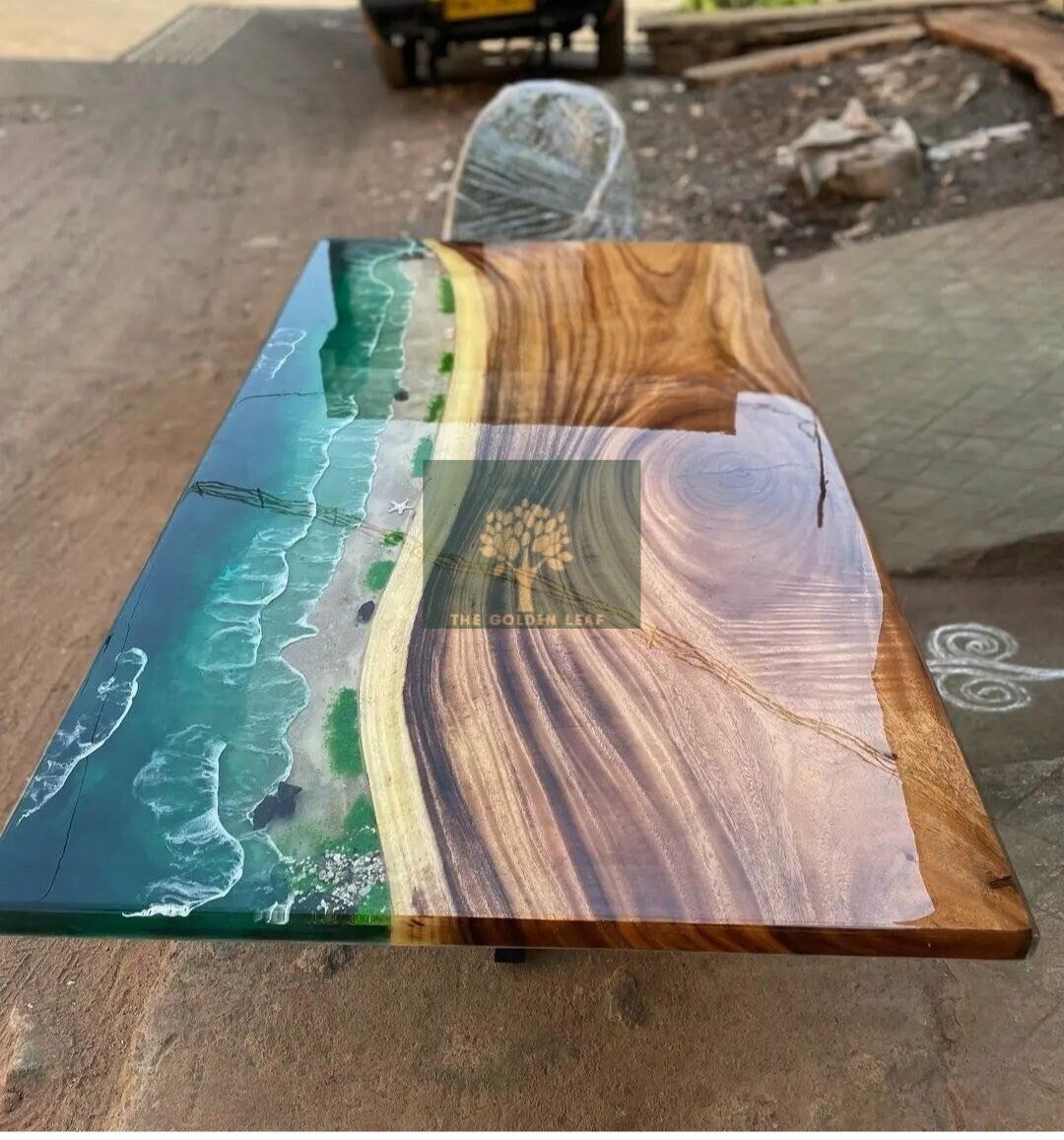 Personalized Epoxy Ocean Live Edges Dining Table Top, Center Table ...