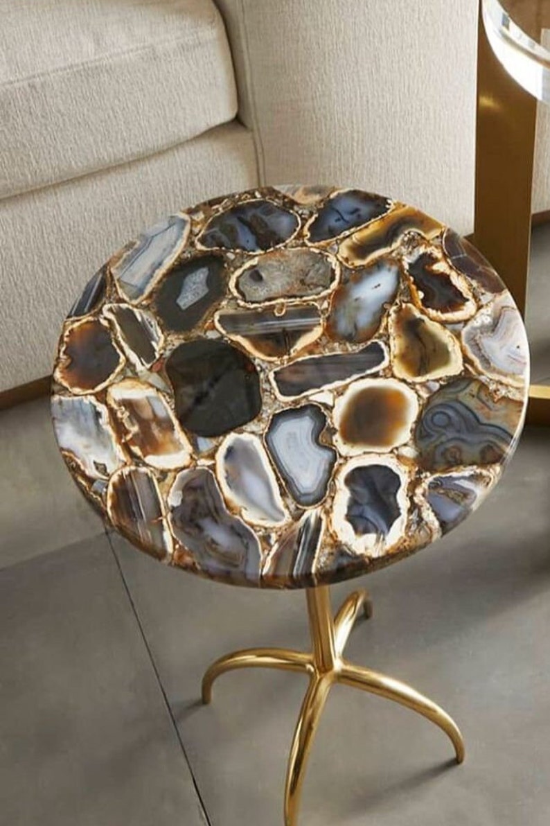 Customized Agate Coffee Table Agate Bed Side Table Handmade Agate Table Geode Table Kitchen ...