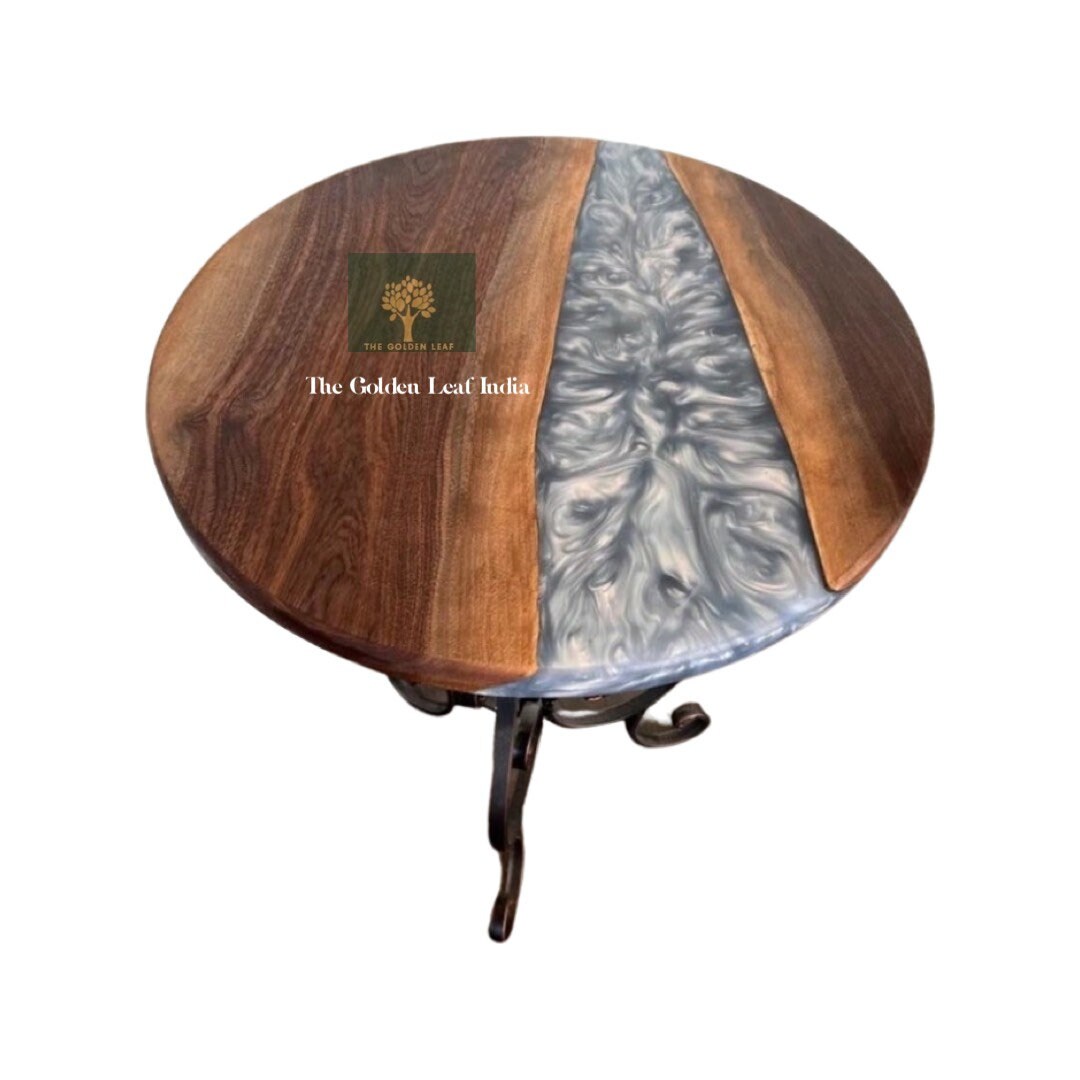 Round Grey Epoxy Resin Coffee Table Wood Resin Table Epoxy Epoxy Table ...