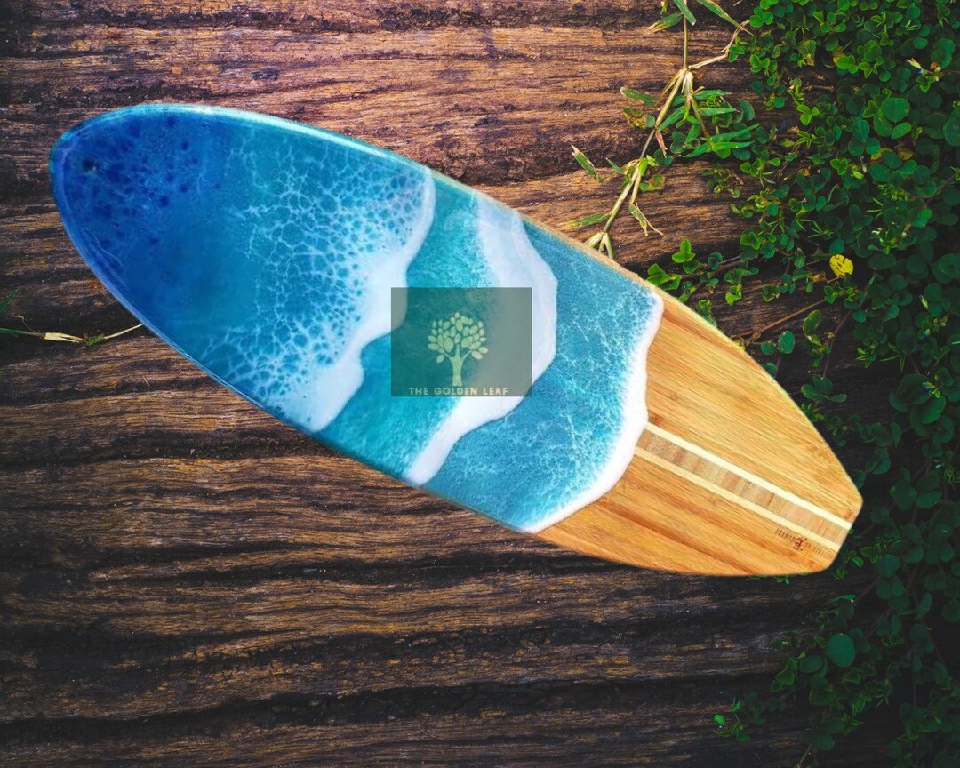 Surf Board Epoxy Resin Table, Marine Decoration, Wooden Surfboard ...