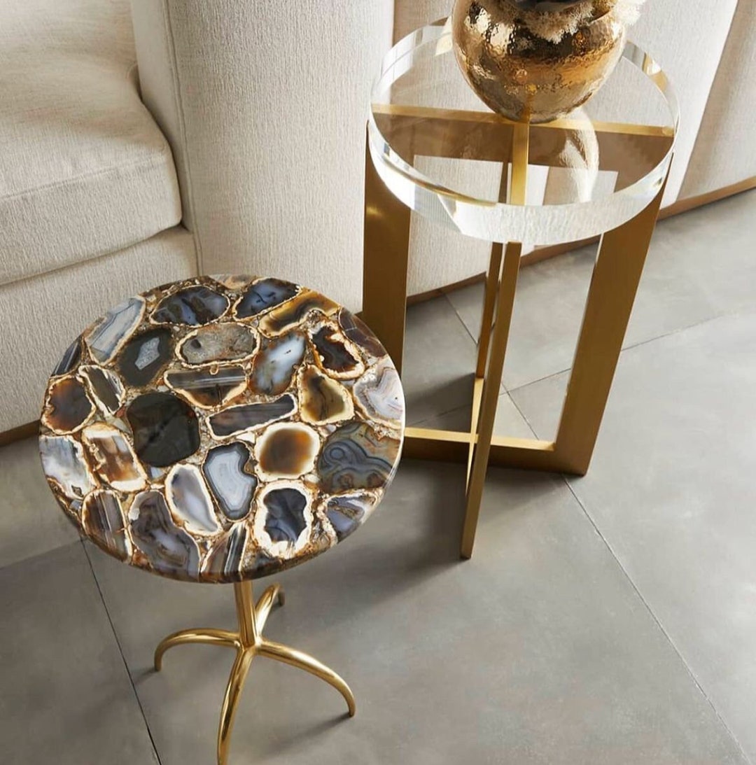Customized Agate Coffee Table Agate Bed Side Table Handmade Agate Table ...