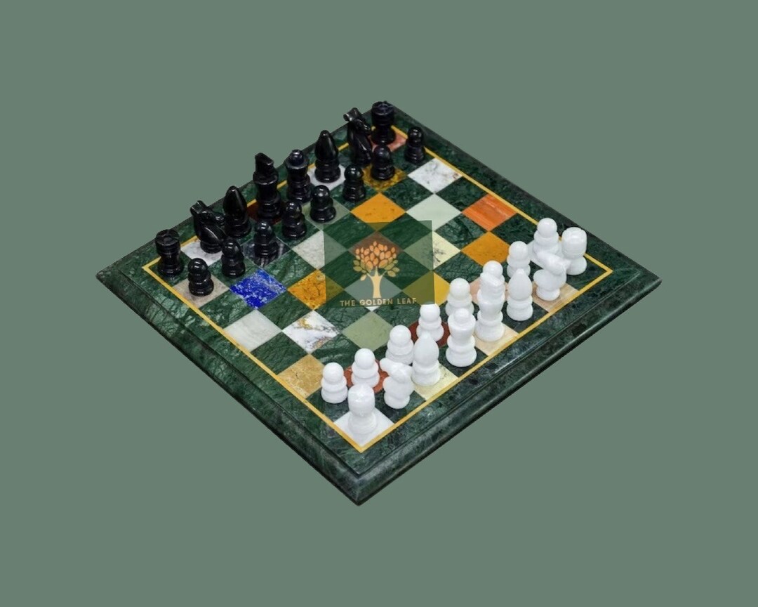 Marble Chess Table Top Inlay Work Semi Precious Stones Handmade Pietra ...