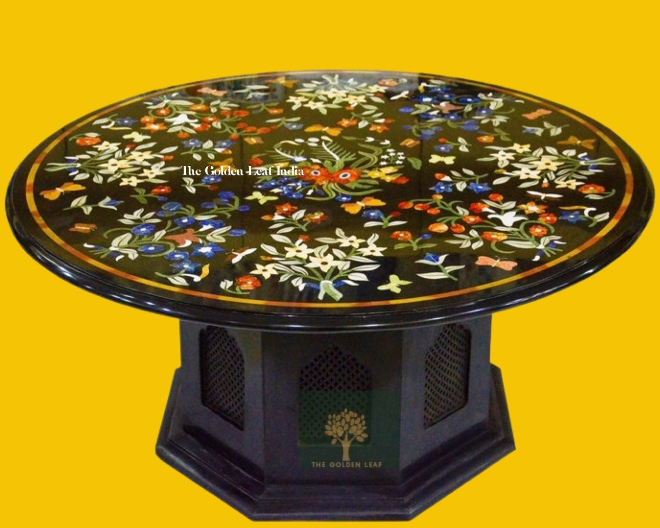 Pietra Dura Table, Black Marble Table, Semi Precious Floral Inlay Work ...