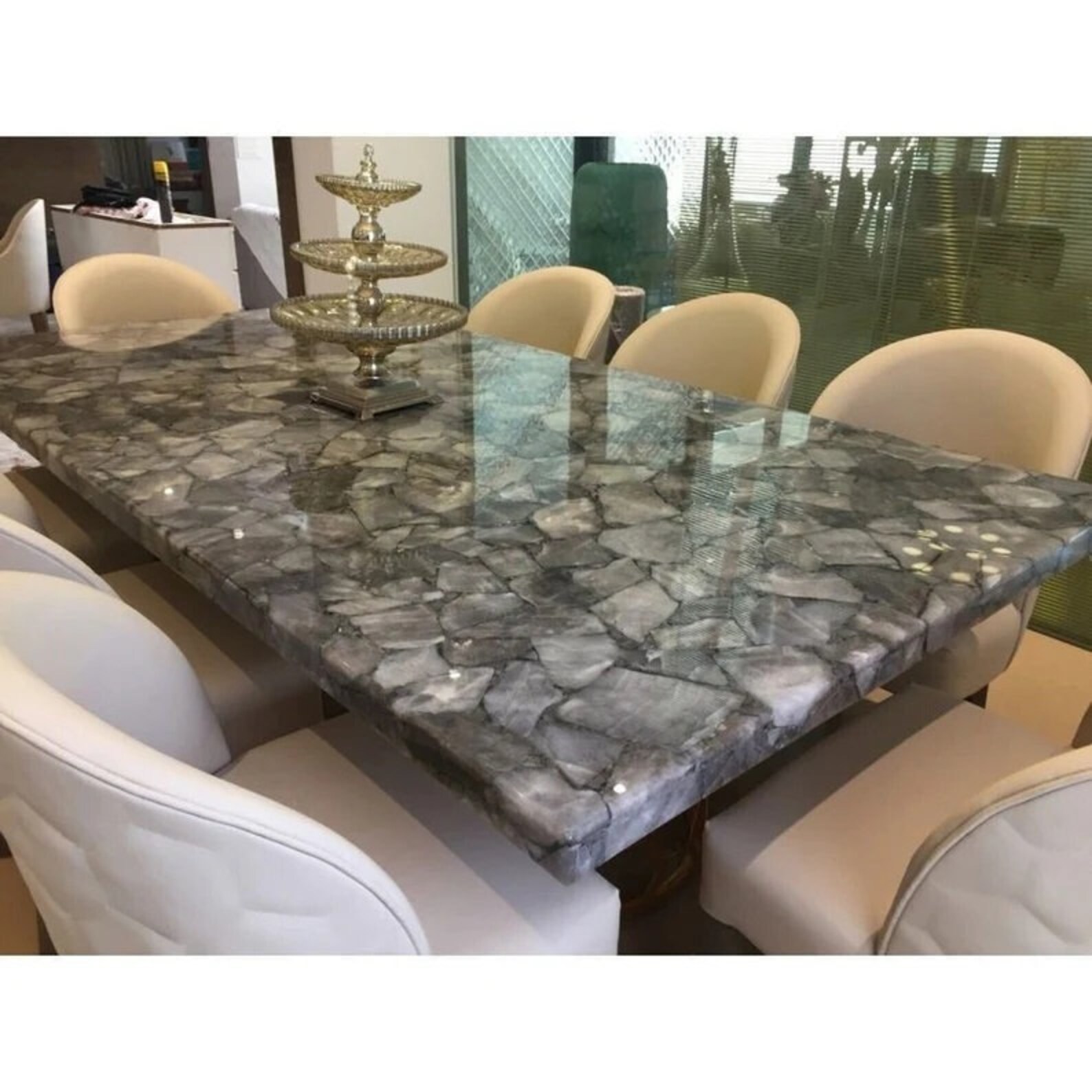 Agate Dining Table | Gemstone Dining Table | Agate Kitchen Island | Bar ...