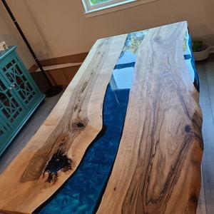 Blue Epoxy Resin Conference Table Top Center Table Resin River Table ...