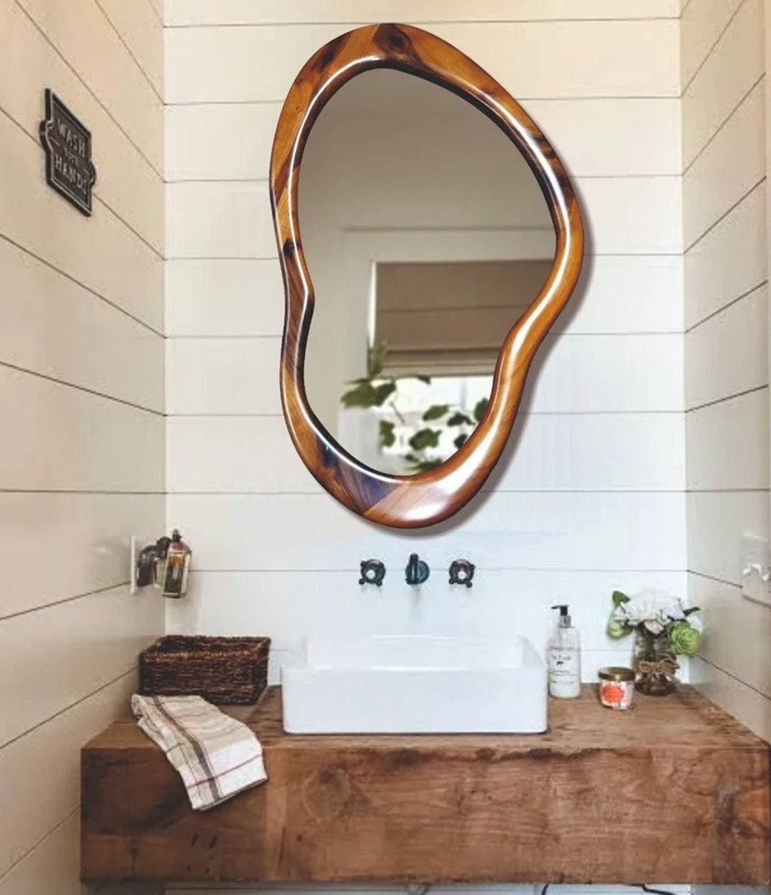 Wooden Mirror Live Edge Decorative Mirrors, Wall Mirror Decor, Wood ...