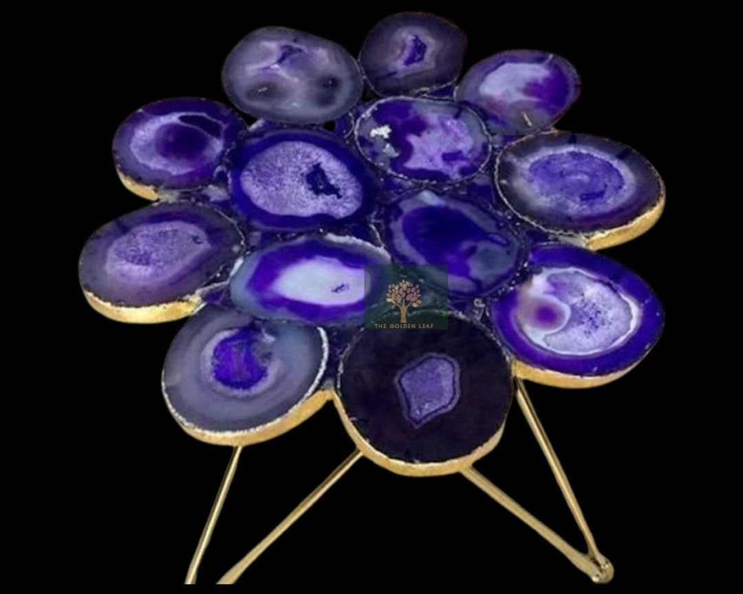 Customized Agate Corner Table Top Semi Precious Stones Table Handmade ...