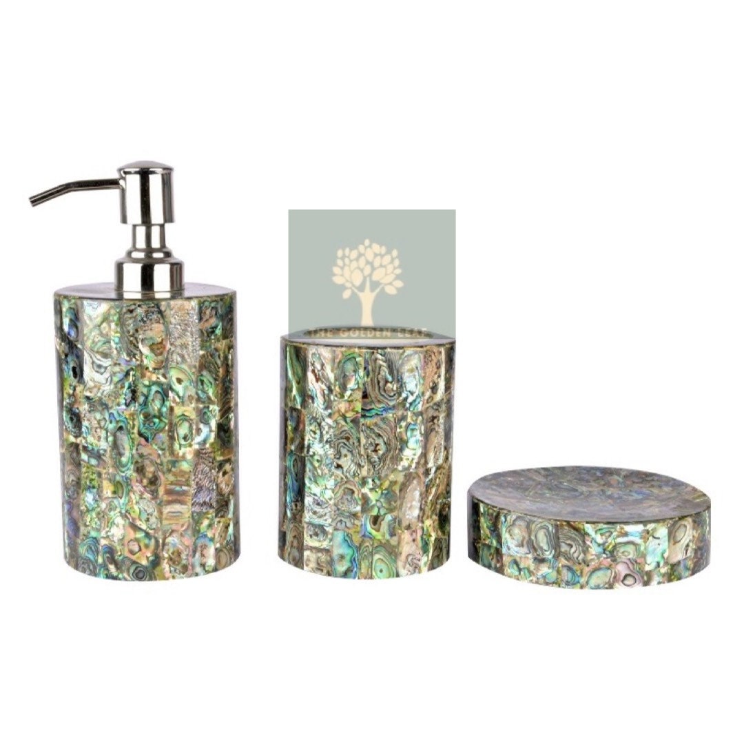 Marble Abalone Mother of Pearl Bathroom Set / Bath Accessories Semi ...