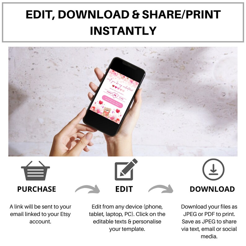 Valentines Date Night Invitation, Editable Template, Canva Template ...