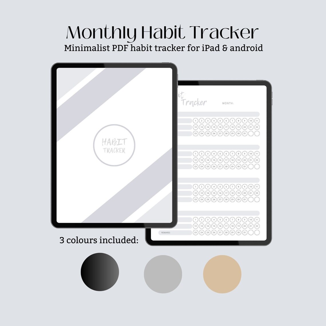 Monthly Habit Tracker, Progress Tracker, Undated Tracker, iPad Tracker ...