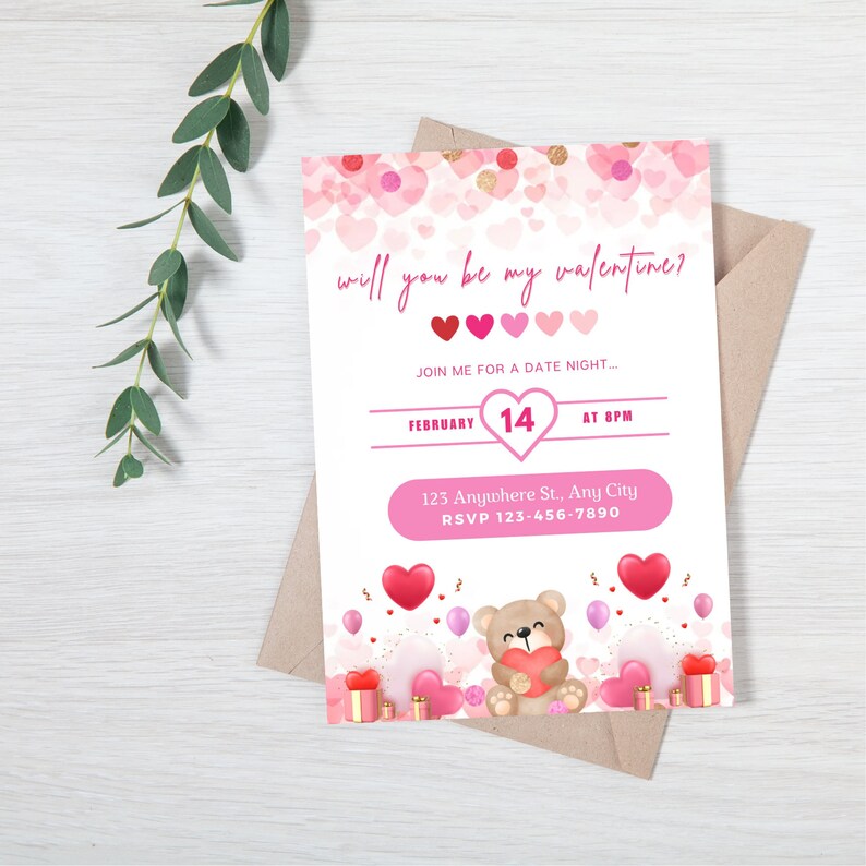 Valentines Date Night Invitation, Editable Template, Canva Template ...