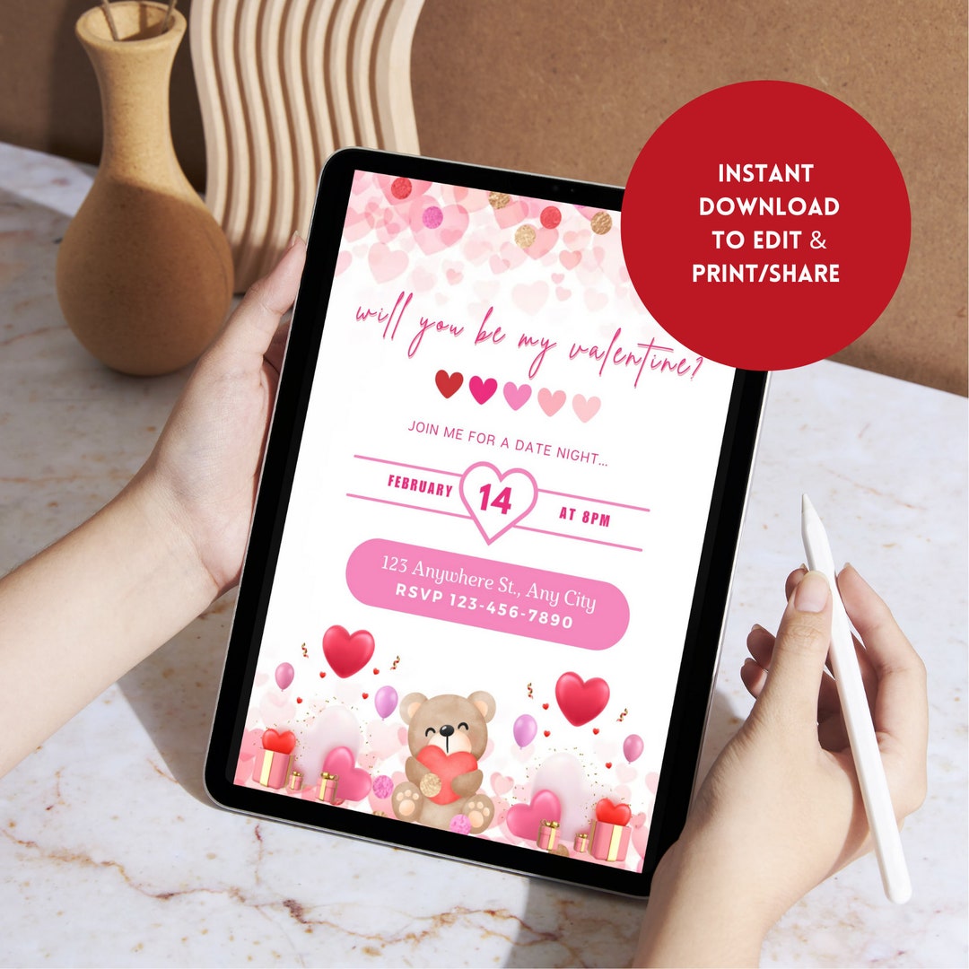 Valentines Date Night Invitation, Editable Template, Canva Template ...