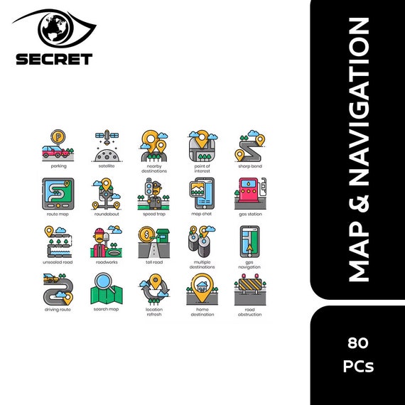 Map Icons Navigation Icon Map & Navigation Icon Map - Etsy