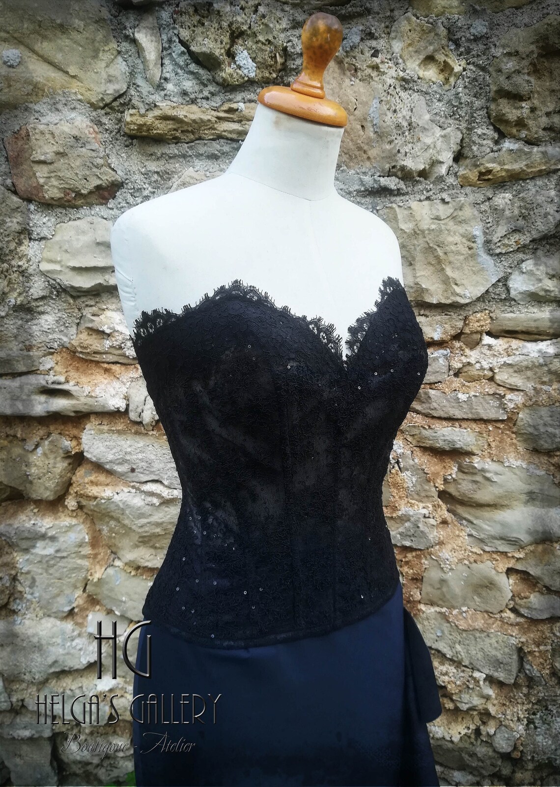 Black Lace Corset. Sweetheart Wedding Corset. Bridal Separates. Lace ...