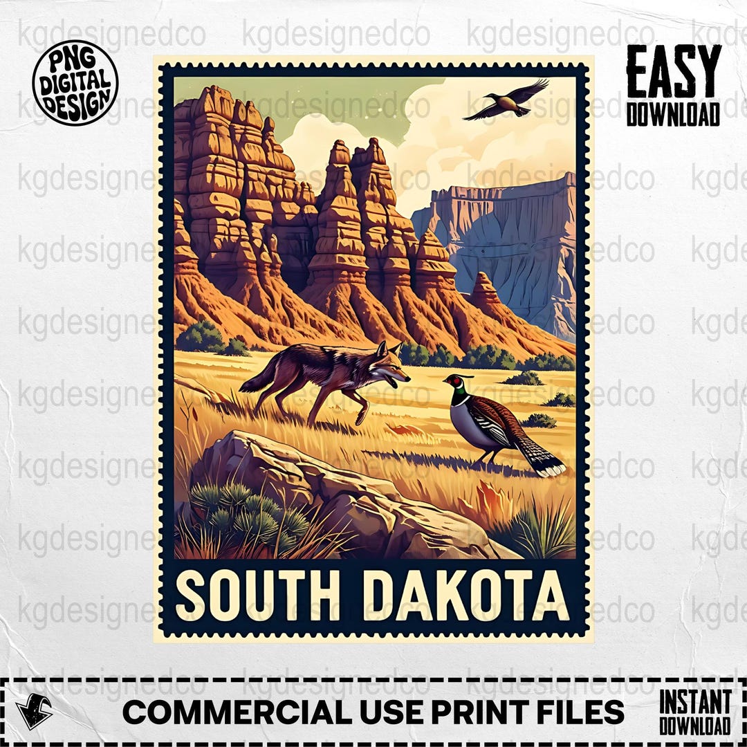 South Dakota Wildlife PNG, Coyote Pheasant Stamp Design (digital ...