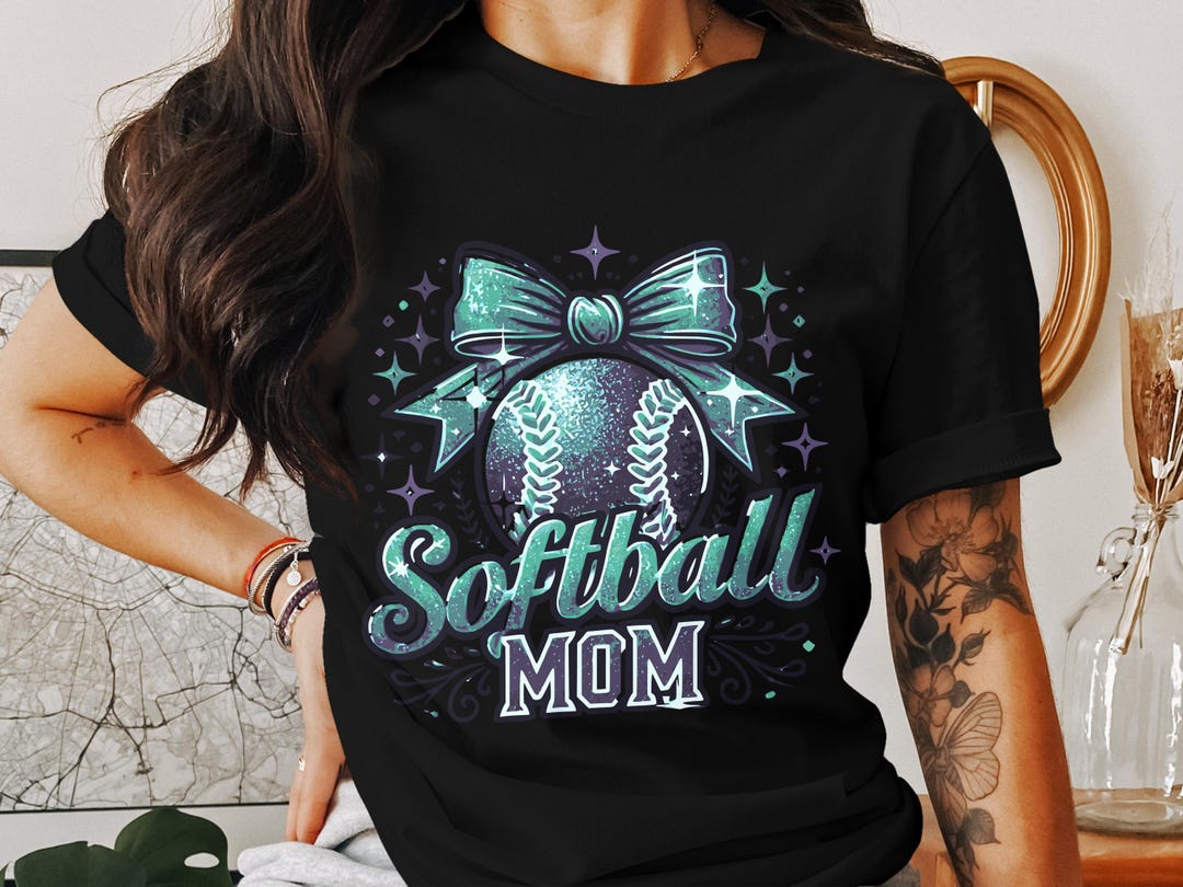 Softball Mom T-shirt Design Sporty Mom Graphic Sparkly Softball ...