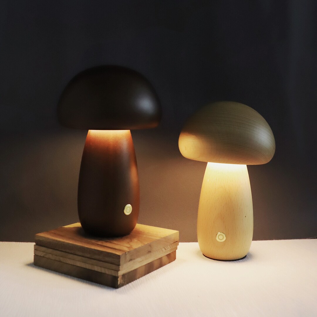 Exquisite Wooden Mushroom Lamp Mushroom Light, Mushroom Decor, Bedroom ...