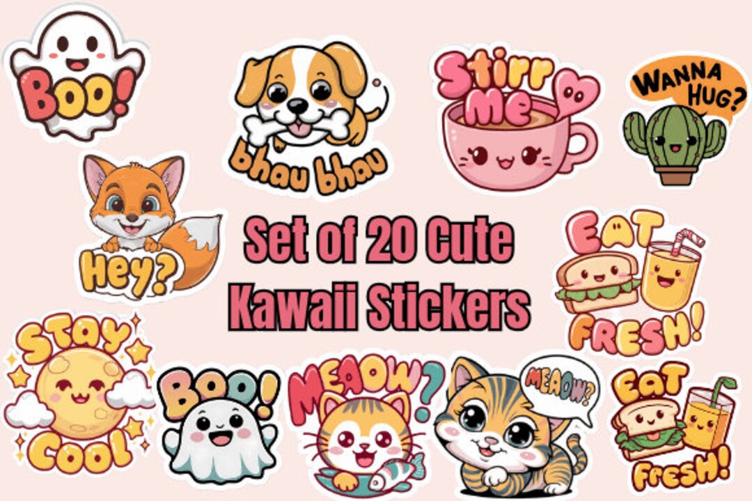 Cute Trendy Kawaii Stickers, Kawaii Laptop Stickers, Cartoon Characters ...