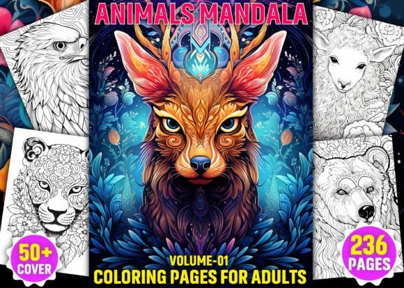 230 Animal Mandala Coloring Pages, Mandala Coloring Book, Printable ...