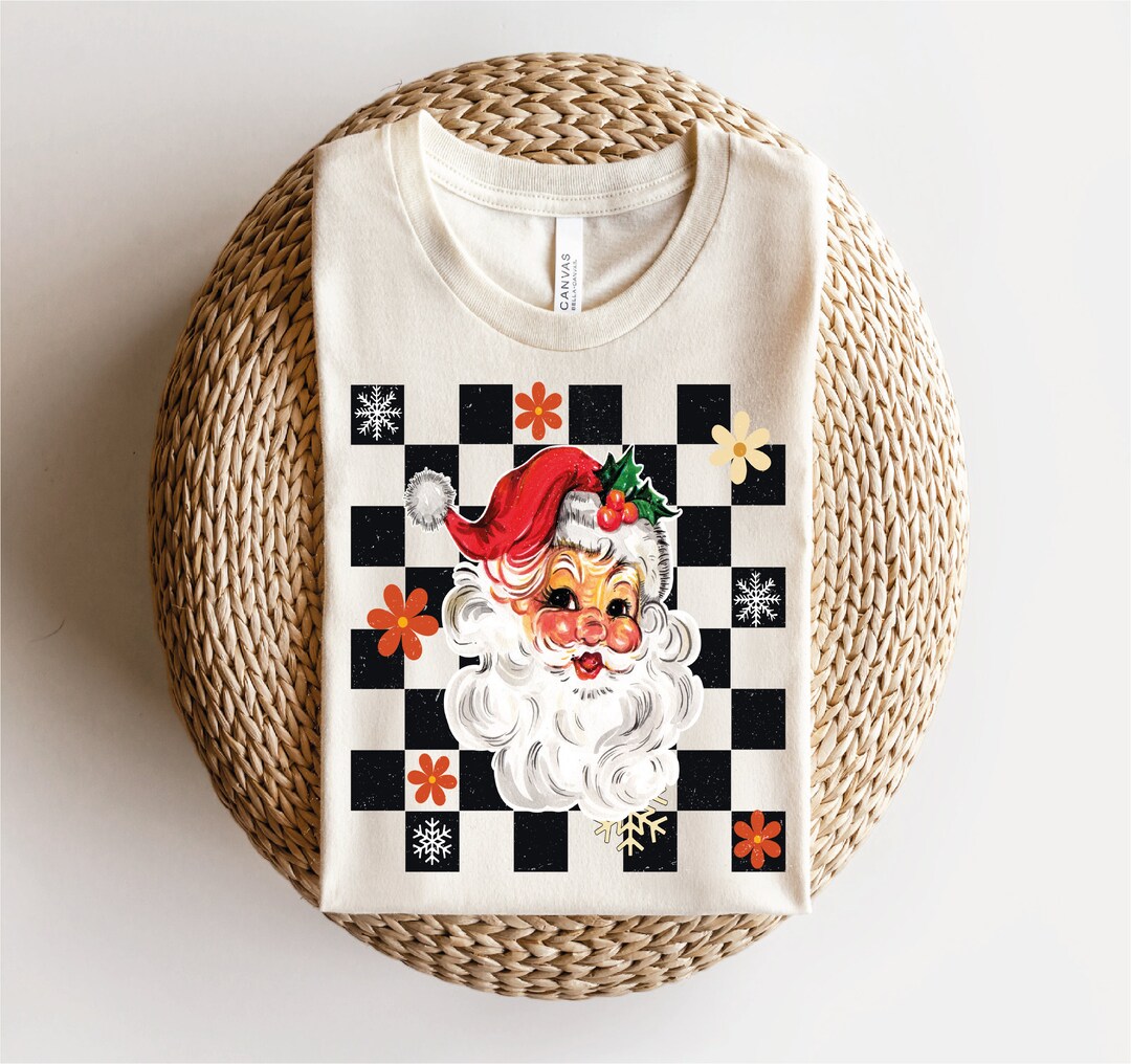 Checkered Santa Claus Png, Retro Santa PNG, Merry Christmas Png, Retro Christmas Png, Christmas ...