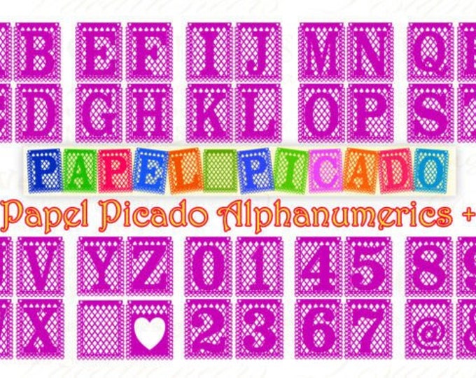 Papel picado alfabeto, clipart uso comercial, México, día de muertos ...