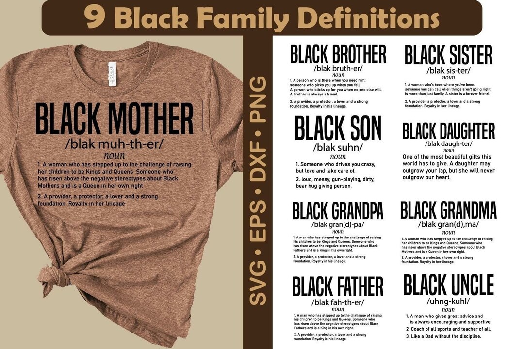 Black Family Definition SVG Bundle, African American Afro T-shirt ...