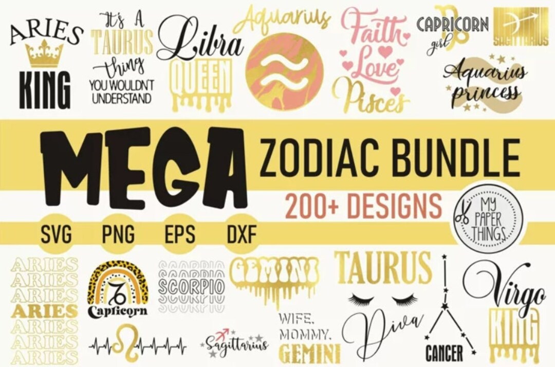 Mega Zodiac Sign and Astrology SVG Bundle, Horoscope Svg, Astrology ...