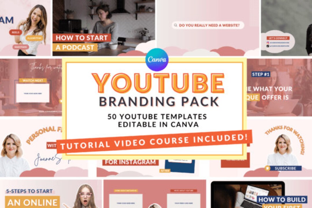 Youtube Branding Kit Editable in Canva, Youtube Banner, Youtube ...