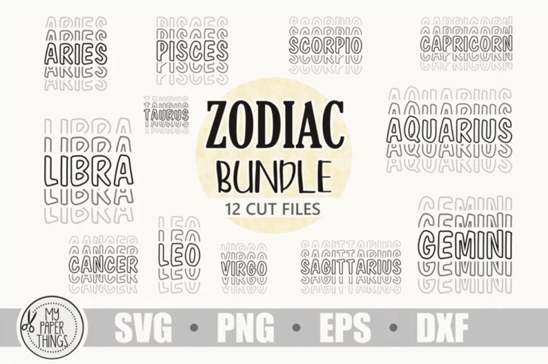 Mega Zodiac Sign and Astrology SVG Bundle, Horoscope Svg, Astrology ...