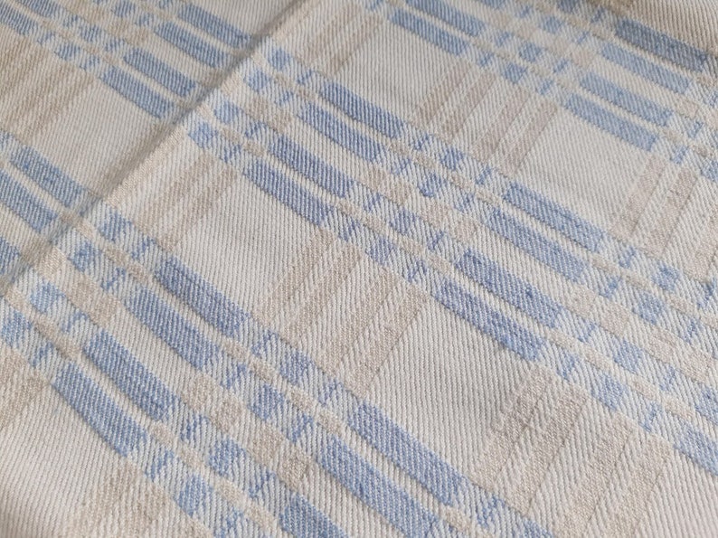 Blue and Beige Striped Half Linen Tablecloth. - Etsy