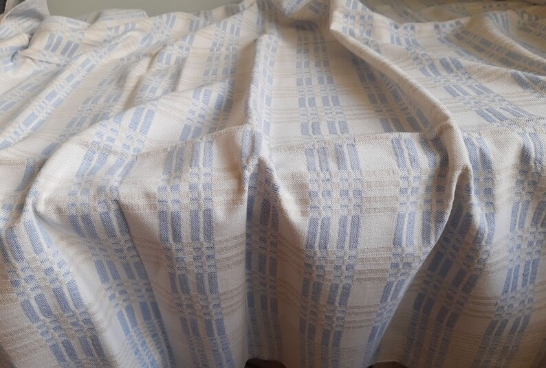 Blue and Beige Striped Half Linen Tablecloth. - Etsy
