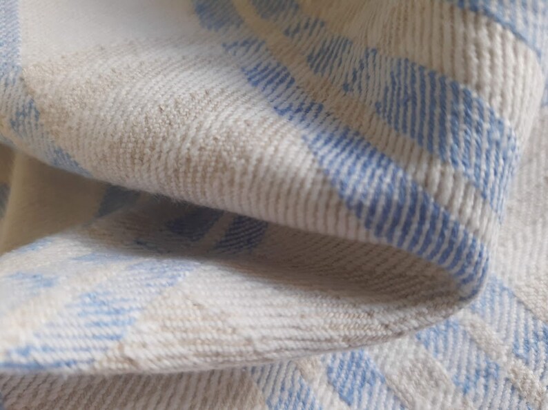 Blue and Beige Striped Half Linen Tablecloth. - Etsy