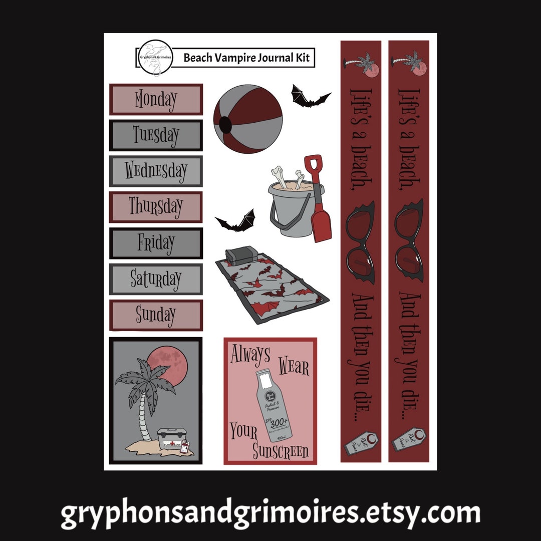 Beach Vampire Journaling Stickers - Etsy