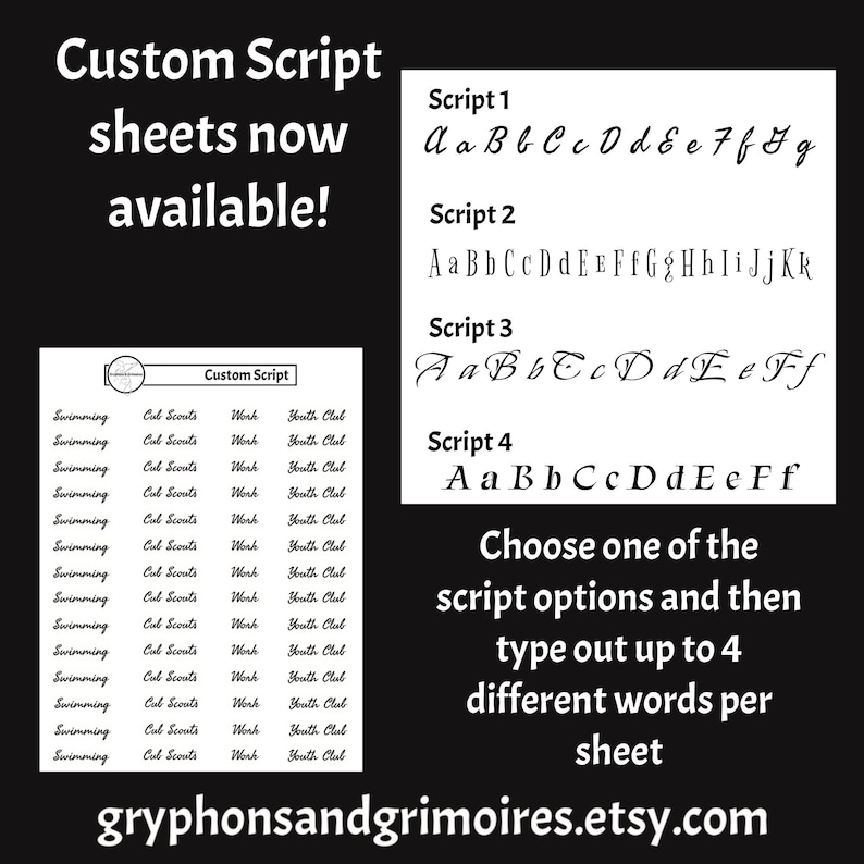 Custom Word and Script Stickers - Etsy