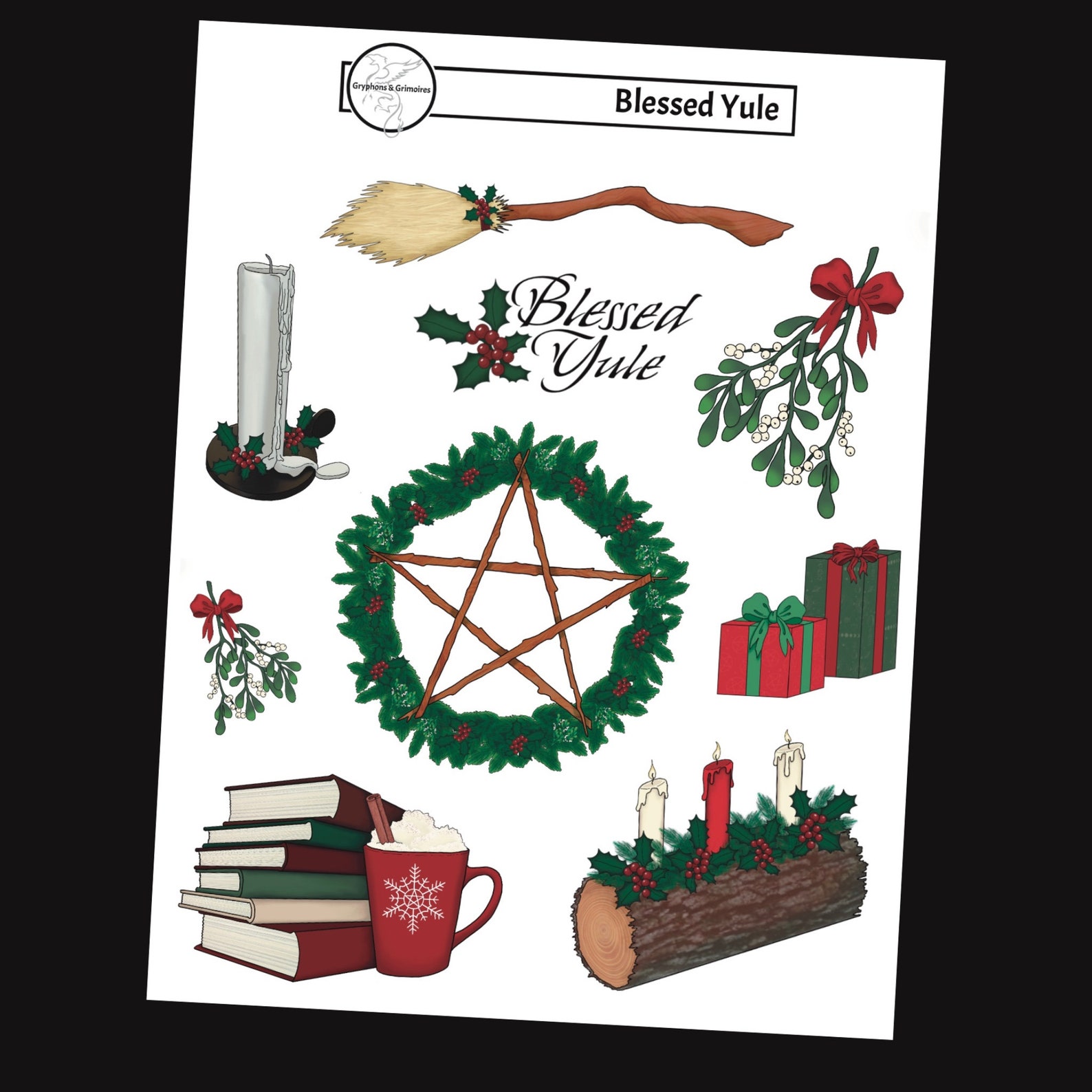 Blessed Yule Deco Stickers - Etsy